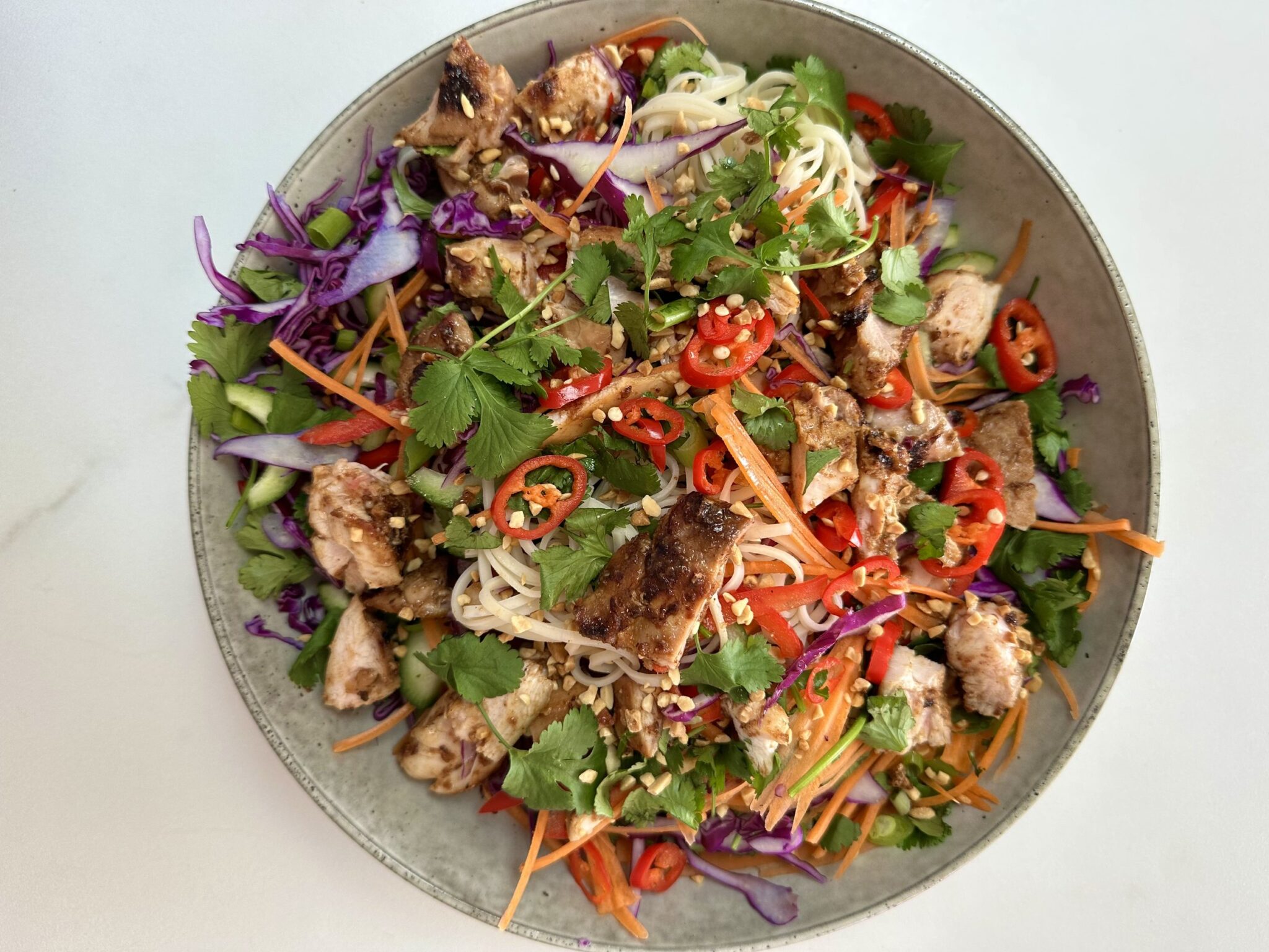 Creamy Satay Chicken Noodle Salad - Wholesome by Sarah