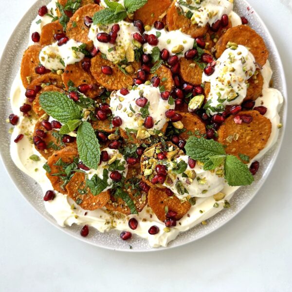Sweet Potato, Sour Cream, Pomegranate & Mint Salad - Wholesome by Sarah