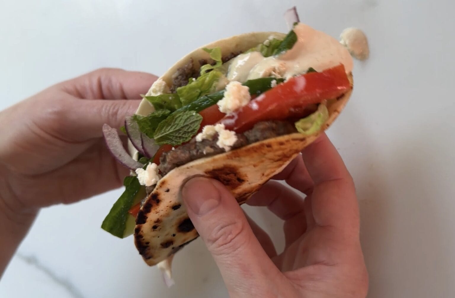 Greek Beef Smashed Taco - Wholesome by Sarah