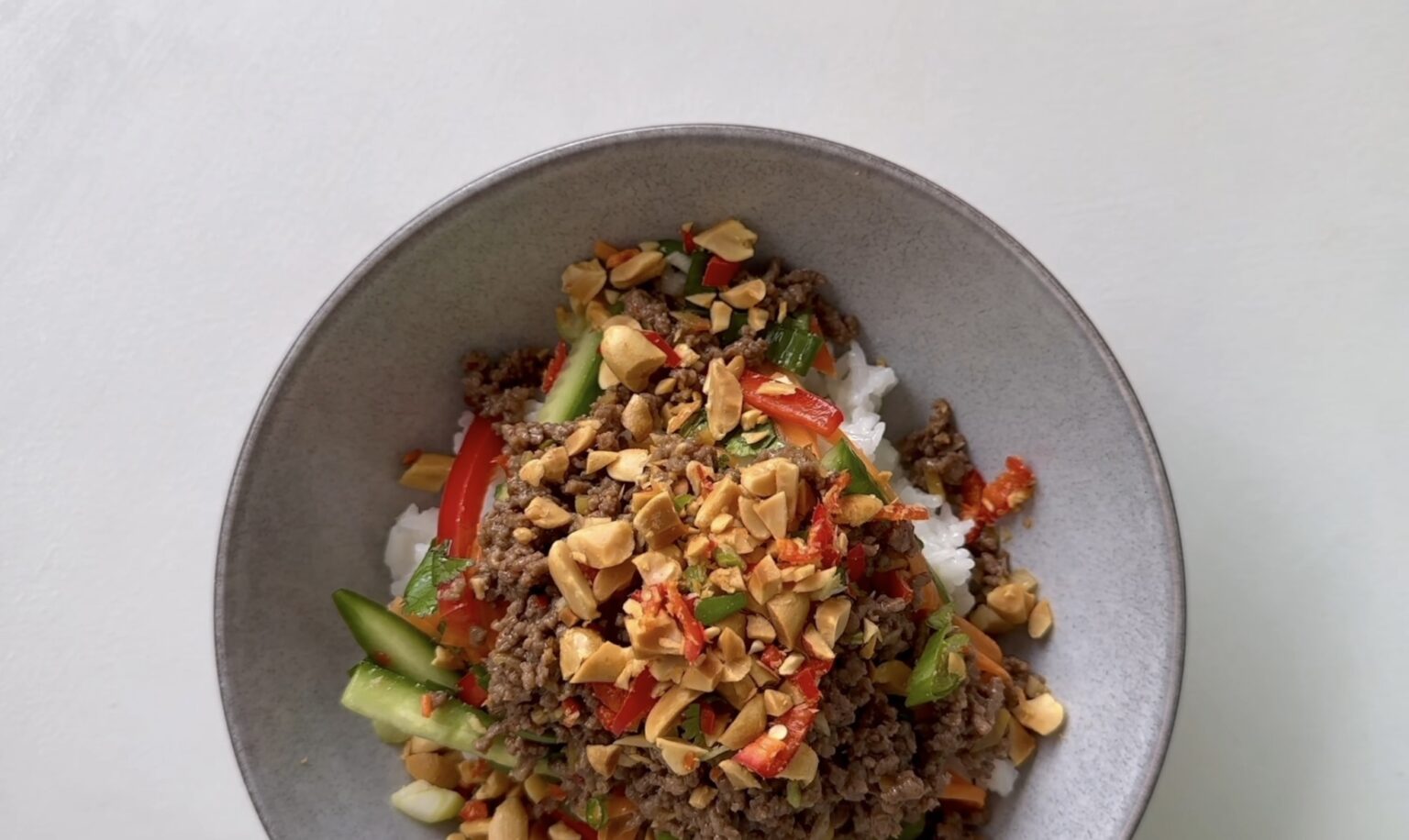 Satay Chicken Bowls With Cucumber Salad & Coconut Rice - Wholesome by Sarah